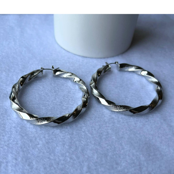 NO BRAND | Jewelry | Sanded Texture Twisted Hoop Earrings 2 | Poshmark